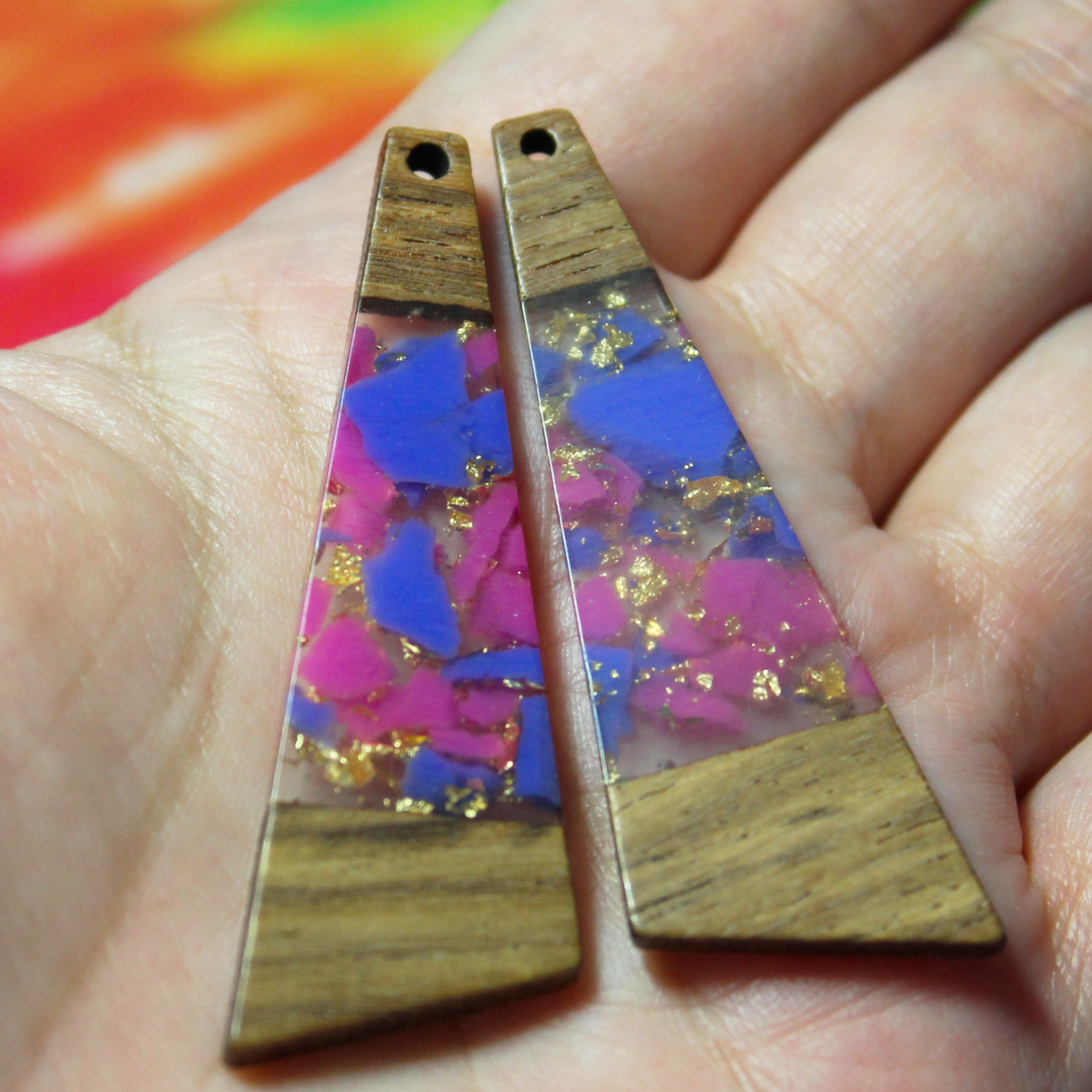 Pink & Purple Resin & Wood Inlay Trapezoid Slabs - S39 – Powwowbling