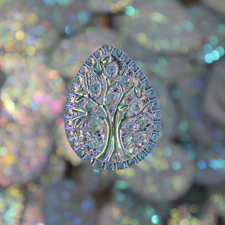 Clear AB Tear Drop Tree Of Life resin sew on Gems - S75 – Powwowbling